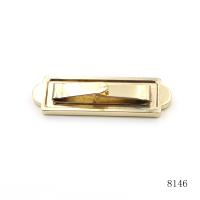 China Gold Plated Zinc Alloy Orange Enamel Metal Tag 40mm x 12mm Custom Logo Plate with Iron Prong Feet for sale
