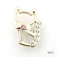 China 34x47mm Gold Tone Betty Boop Kitty Crystal Rhinestone Purse Charm Metal Logo Tag for sale