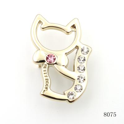 China 34x47mm Gold Tone Betty Boop Kitty Crystal Rhinestone Purse Charm Metal Logo Tag for sale