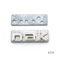 China 23x7mm Custom Zinc Alloy Metal Letter Logo Label for Handbag Purse Hardware Plate for sale