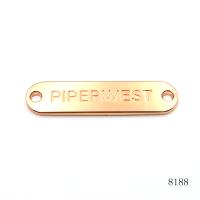 China Custom Engraved Logo Tag Plate 50x12.5mm Rose Gold Metal Bag Hardware for Branding for sale