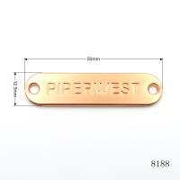 China Custom Engraved Logo Tag Plate 50x12.5mm Rose Gold Metal Bag Hardware for Branding for sale