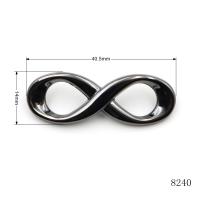 China Polished Infinity Shape Custom Metal Logo Plate 40.5mm for Bags and Accessories for sale