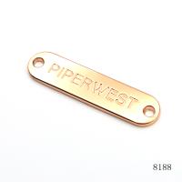 China Custom Engraved Logo Tag Plate 50x12.5mm Rose Gold Metal Bag Hardware for Branding for sale