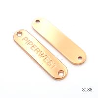 China Custom Engraved Logo Tag Plate 50x12.5mm Rose Gold Metal Bag Hardware for Branding for sale