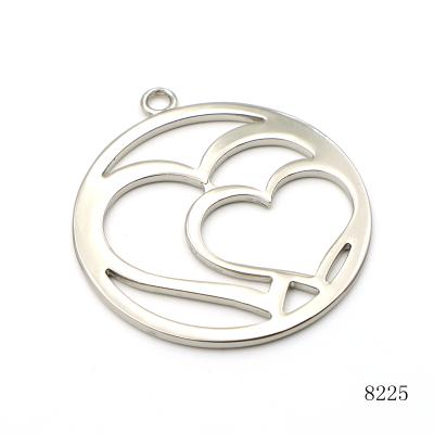 China Silver Plated Hollow Heart Metal Charm Pendant 56mm Round Cutout Tag for Bag Accessories for sale