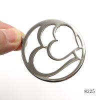 China Silver Plated Hollow Heart Metal Charm Pendant 56mm Round Cutout Tag for Bag Accessories for sale
