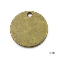 China 23.5mm Round Antique Brass Custom Engraved Metal Tag Logo Charm for Branding for sale