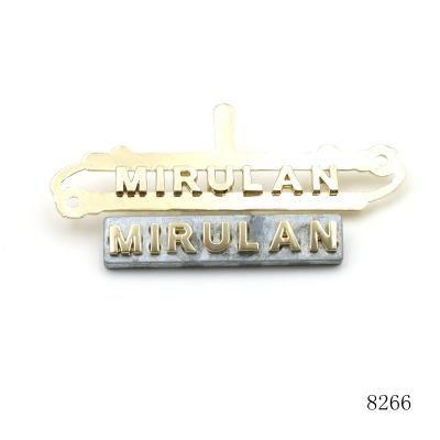 China Custom Metal Separate Letter Logo Plate 42.5mm for Lady Handbag Hardware for sale