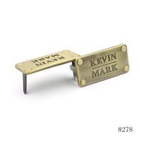 China Custom Engraved Vintage Brushed Antique Brass Metal Name Plate 40mm x 20mm for Bags for sale