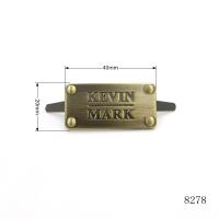 China Custom Engraved Vintage Brushed Antique Brass Metal Name Plate 40mm x 20mm for Bags for sale