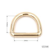 China Gold Plating Smooth Edge Bag Hardware Buckle 24mm Webbing Metal D Ring Buckle for Bag Strap for sale