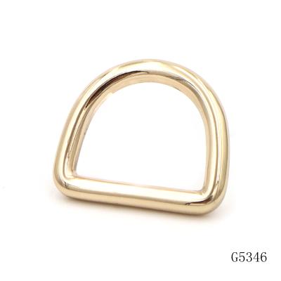 China Gold Plating Smooth Edge Bag Hardware Buckle 24mm Webbing Metal D Ring Buckle for Bag Strap for sale
