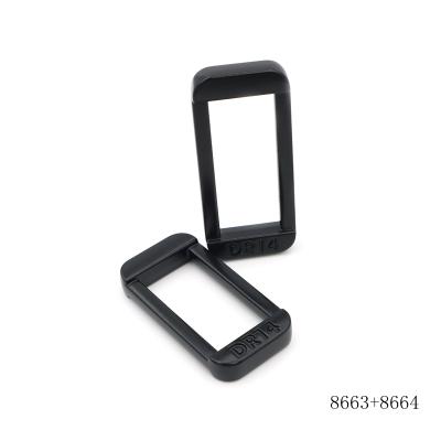 China Matt Black Square Shape Metal Buckle Custom Logo Engraved Zinc Alloy Buckle Ring For Handbag Strap for sale