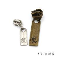 China Engraved Custom Logo  Metal Zip Puller Tag Rolling Anti Brass Pull Tag For Handbags Hardware Accessories for sale
