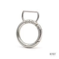 China Nickel Custom Logo Engraved Spring O Ring Circle Carabiner 28mm for Handbags for sale