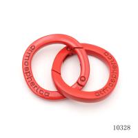 China Red Coated Logo Engraved Circle Spring Carabiner Metal Ring 28mm for Keychain for sale