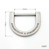 China Antique Silver Plated Custom Flat Metal Dee Ring With Deep Black Logo For Leather Bag for sale