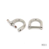China 15mm Metal D Ring with Screw Custom Logo Engraving Removable Bag Hardware Accessories for sale