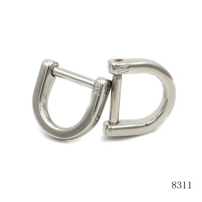 China 15mm Metal D Ring with Screw Custom Logo Engraving Removable Bag Hardware Accessories for sale