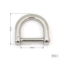 China 15mm Metal D Ring with Screw Custom Logo Engraving Removable Bag Hardware Accessories for sale