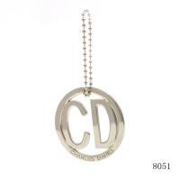 China Custom Circle Hollow Letter Metal Charm 48mm Zinc Alloy Logo Tag for Keychain Purse for sale