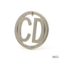 China Custom Circle Hollow Letter Metal Charm 48mm Zinc Alloy Logo Tag for Keychain Purse for sale