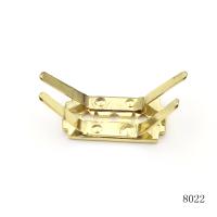 China Gold Plated Custom Hollow Metal Logo Tag 25.6x12.8mm Two Prongs for Handbag Purse for sale