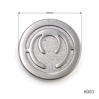 China 25mm Matte Black Custom Metal Circle Logo Plate with Prongs for Bag Hardware for sale