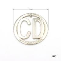 China Custom Circle Hollow Letter Metal Charm 48mm Zinc Alloy Logo Tag for Keychain Purse for sale