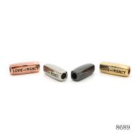 China Quality Die Casting Alloy Bead Custom Logo Text Enamel Letter Bead Chrome Plated 20mm Metal Square Bracelet Spacer Beads for sale