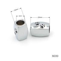 China Personalized Flat Rectangular Zinc Alloy Metal Beads with Black Enamel Paw for Bracelet Making for sale