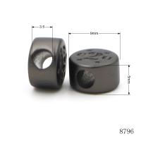 China Matte Black Small Flat Circle Metal Beads With Engraved Logo, Zinc Alloy Spacer Beads For Braided Bracelet & DIY Jewelry Making for sale