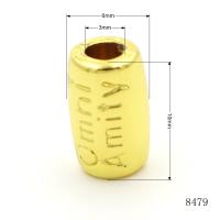 China Gold Plated 10mm Diameter 3mm Hole Metal Bead Zinc Alloy Custom Logo Text Bead Bracelet Spacer Beads for sale