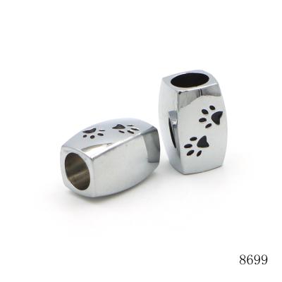 China Personalized Flat Rectangular Zinc Alloy Metal Beads with Black Enamel Paw for Bracelet Making for sale