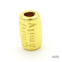 China Gold Plated 10mm Diameter 3mm Hole Metal Bead Zinc Alloy Custom Logo Text Bead Bracelet Spacer Beads for sale