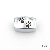 China Personalized Flat Rectangular Zinc Alloy Metal Beads with Black Enamel Paw for Bracelet Making for sale