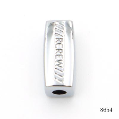 China Quality Nickel Plated Customized Logo Engraved Bead Round Metal Square Beads For Bracelets Decorative for sale