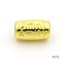 China Gold Plated 10mm Diameter 3mm Hole Metal Bead Zinc Alloy Custom Logo Text Bead Bracelet Spacer Beads for sale