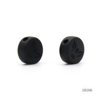 China Matt Black Gun Metal Customized Logo Engraved Round Bead Zinc Alloy Beads For Bracelets Decorative Fittings for sale