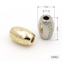 China Zinc Alloy Rugby Shape Beads 16x11x4mm Gold Plated Engraved Logo for Bracelet Making for sale