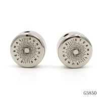 China 12mm Zinc Alloy Flat Round Beads with Black Laser Logo for Bracelet Making for sale