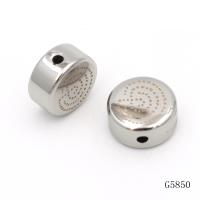 China 12mm Zinc Alloy Flat Round Beads with Black Laser Logo for Bracelet Making for sale