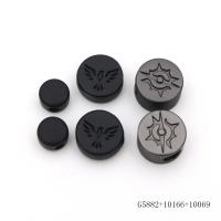 China Matt Black Gun Metal Customized Logo Engraved Round Bead Zinc Alloy Beads For Bracelets Decorative Fittings for sale