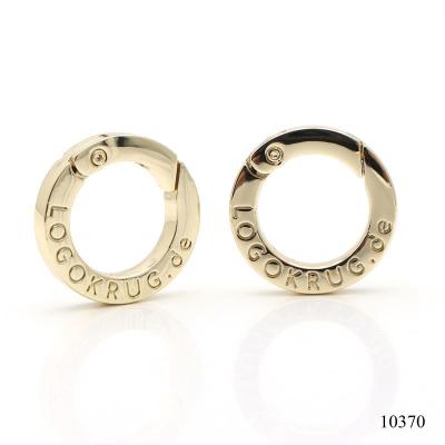 China Gold Plated Circle Carabiner Ring 25mm for Keychain with Logo Engraving for sale