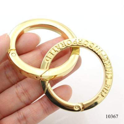 China 50mm Gold Spring O Ring Clasp Metal Spring Gate Ring for Bag Parts Keychain Accessories Custom Logo for sale
