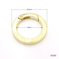 China Custom Engraved Gold Metal Spring Ring Clasp 36.2mm Flat Open Gate Ring for Bag Keychain for sale