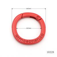 China Red Coated Logo Engraved Circle Spring Carabiner Metal Ring 28mm for Keychain for sale