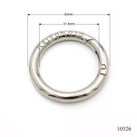 China 42x31.5mm Round Silver Plated Metal Spring O Ring Clasp with Custom Logo for Bag Strap Keychain Hardware for sale