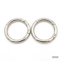 China 42x31.5mm Round Silver Plated Metal Spring O Ring Clasp with Custom Logo for Bag Strap Keychain Hardware for sale